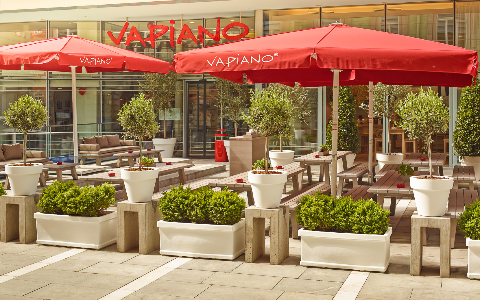 Vapiano Restaurant | Outdoor planters, Contemporary classic, Outdoor decor
